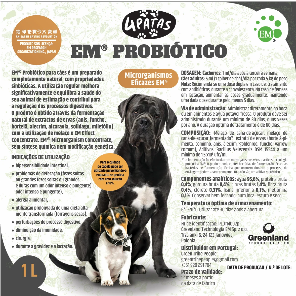EM® 4 Patas - Probiótico para cães - Microorganismos Eficazes - Green ...
